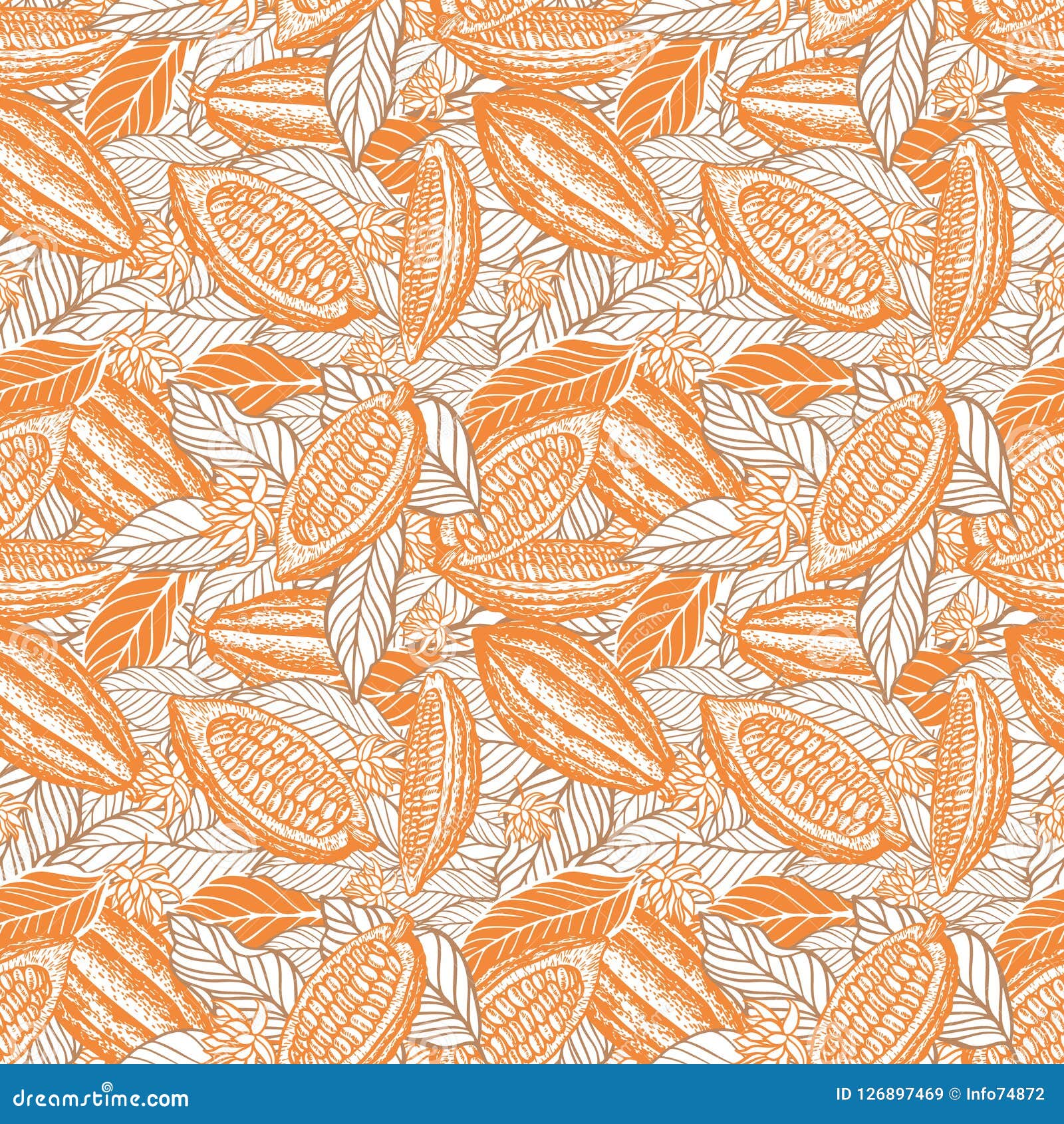 Cacao Beans Seamless Pattern Stock Illustration - Illustration of beans ...