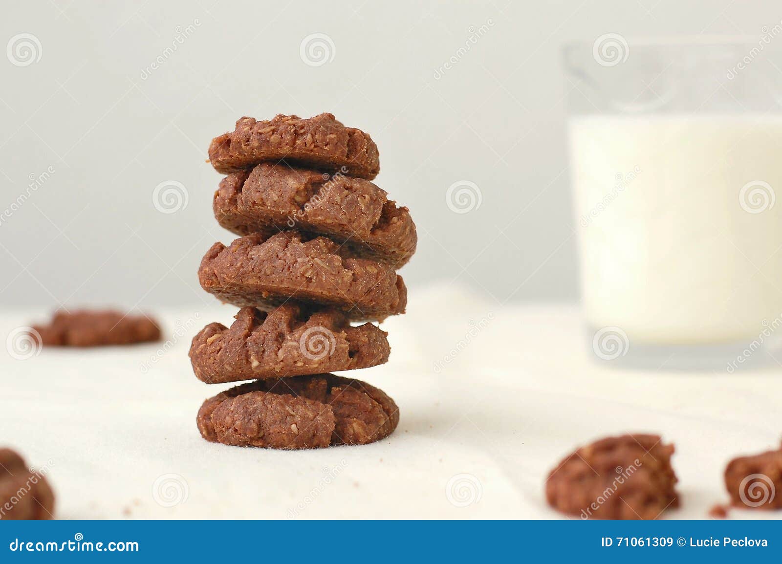 Cocoa Biscuits on the Plate Withe Glass of Milk Stock Image - Image of ...