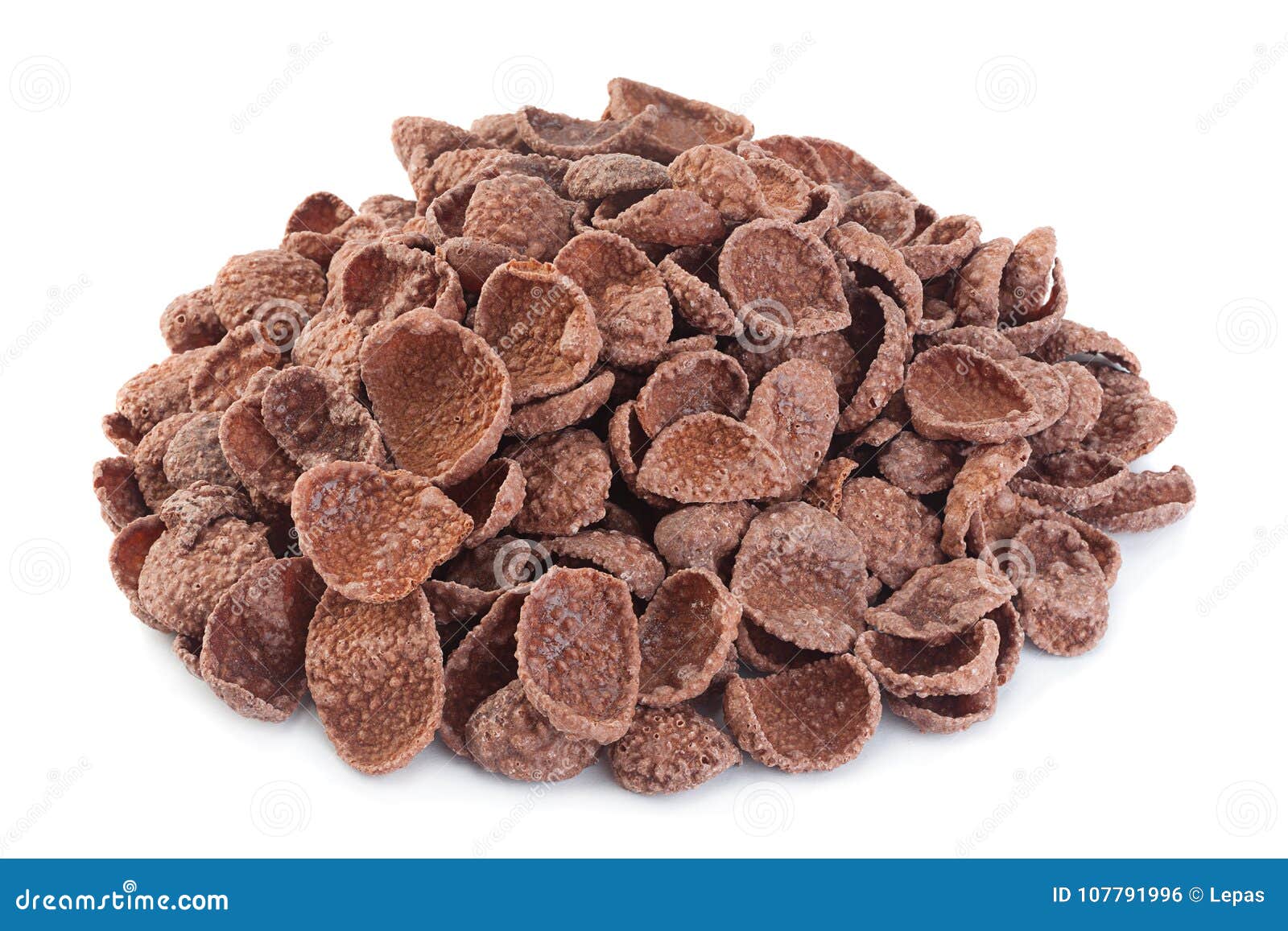 Cocoa corn flakes isolated stock photo. Image of snack - 107791996