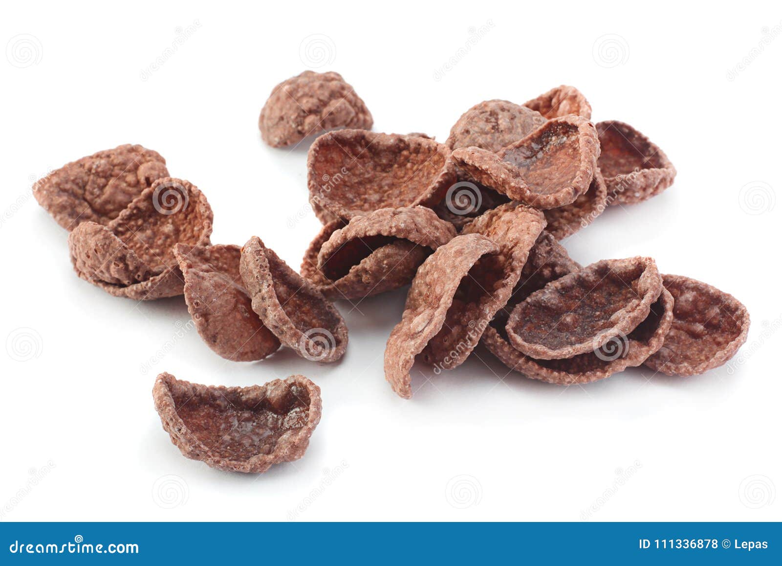 Cocoa corn flakes on white stock photo. Image of crunchy - 111336878