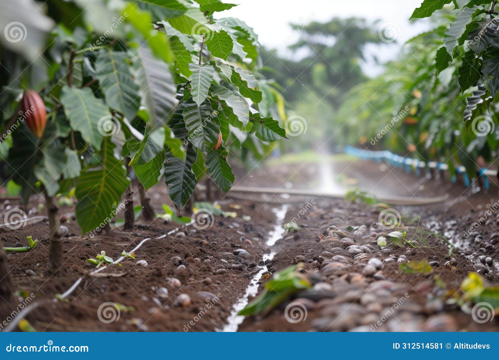 Cocoa Farm with Irrigation System in Use Stock Image - Image of ...