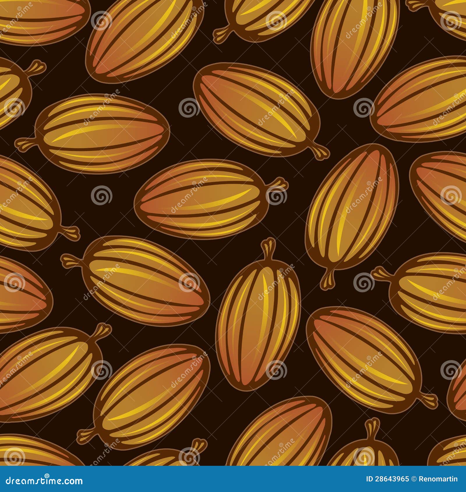 Cocoa Fruit Seamless Pattern Stock Vector - Illustration of menu, diet ...
