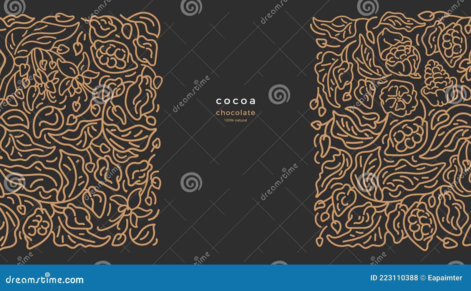 Cocoa Border. Vector Superfood Drawing Template. Fruit, Leaf An ...