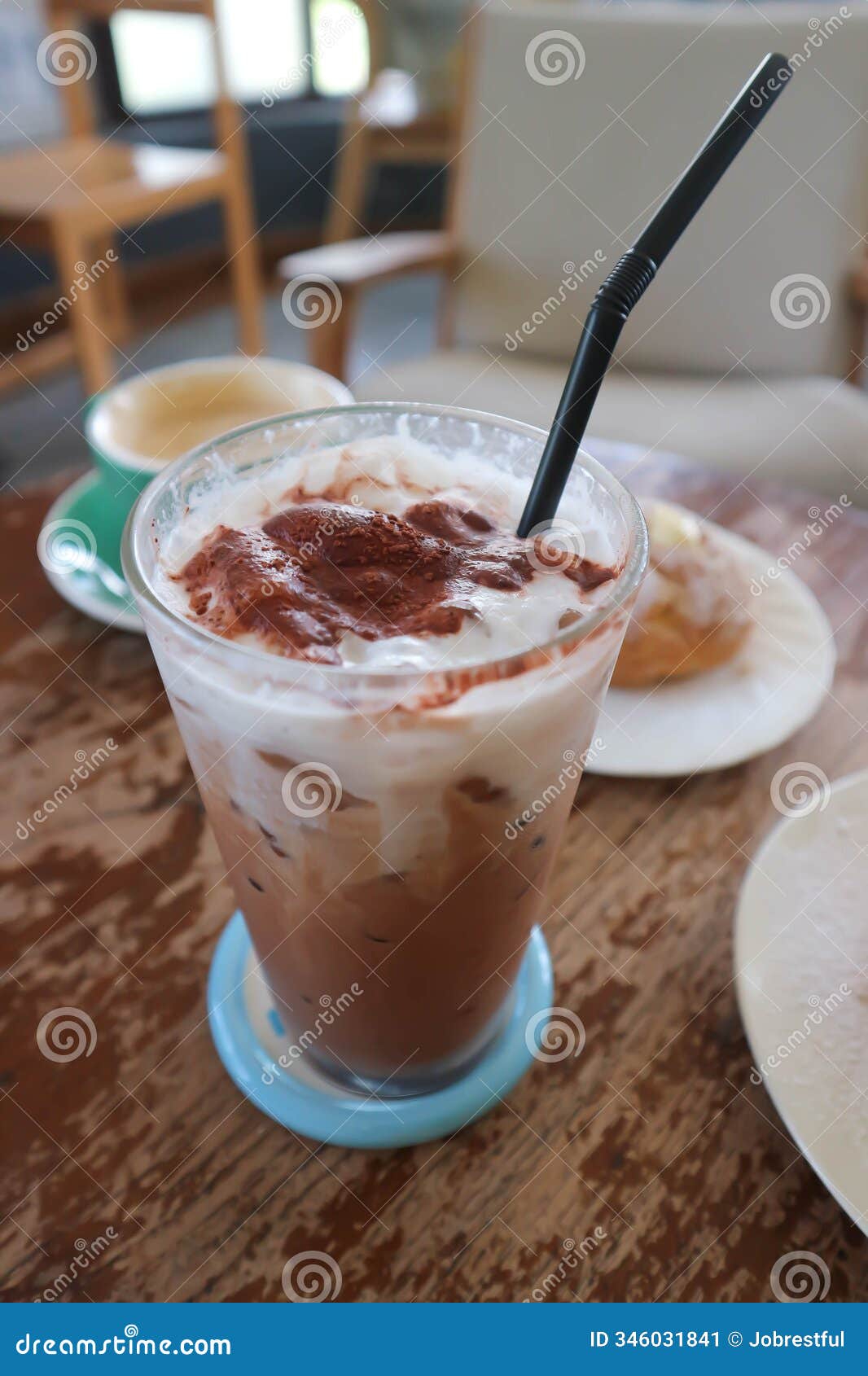 Iced Chocolate Cubes In Glass And Served With Hot Milk Royalty-Free ...