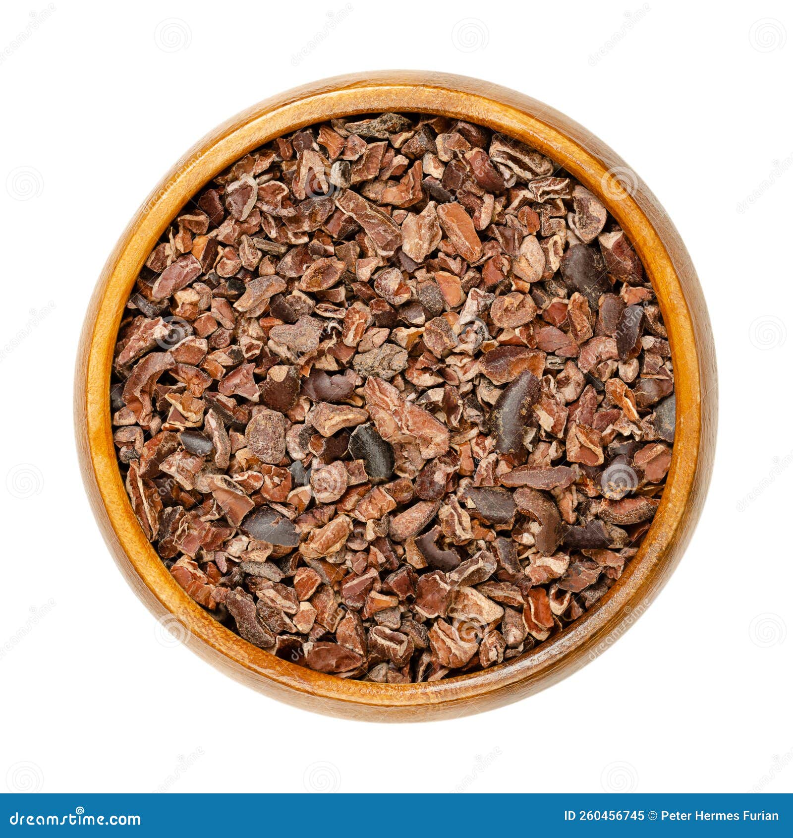 Cocoa Nibs, Pieces of Fermented Kernels of Cocoa Beans in Wooden Bowl ...