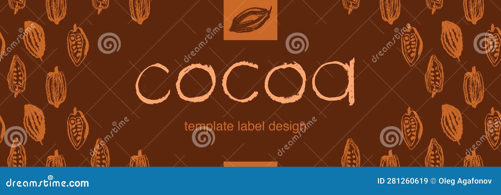 Chocolate Label Template With Cocoa Beans Pattern Seamless With Cacao ...