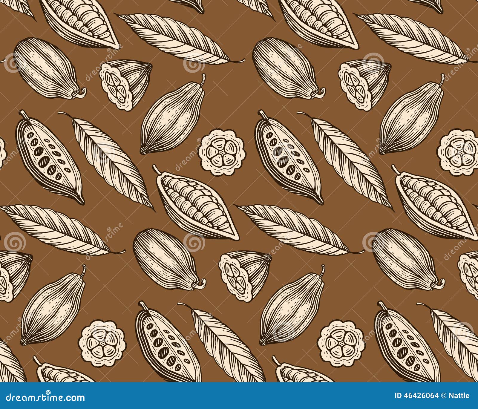 Cocoa pattern stock vector. Illustration of peel, decorative - 46426064