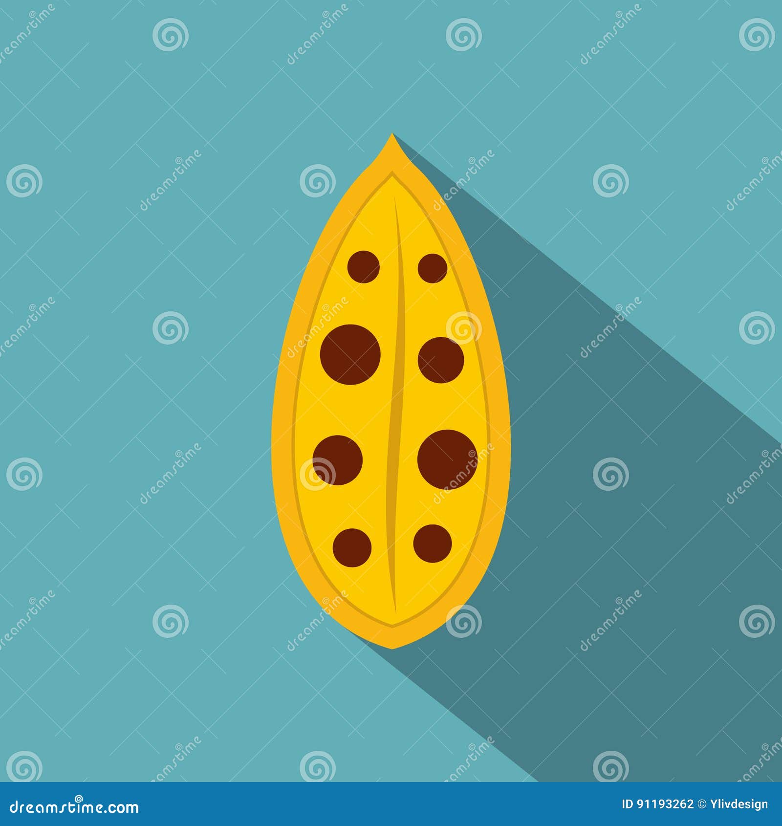 Cocoa pod icon, flat style stock vector. Illustration of eating - 91193262