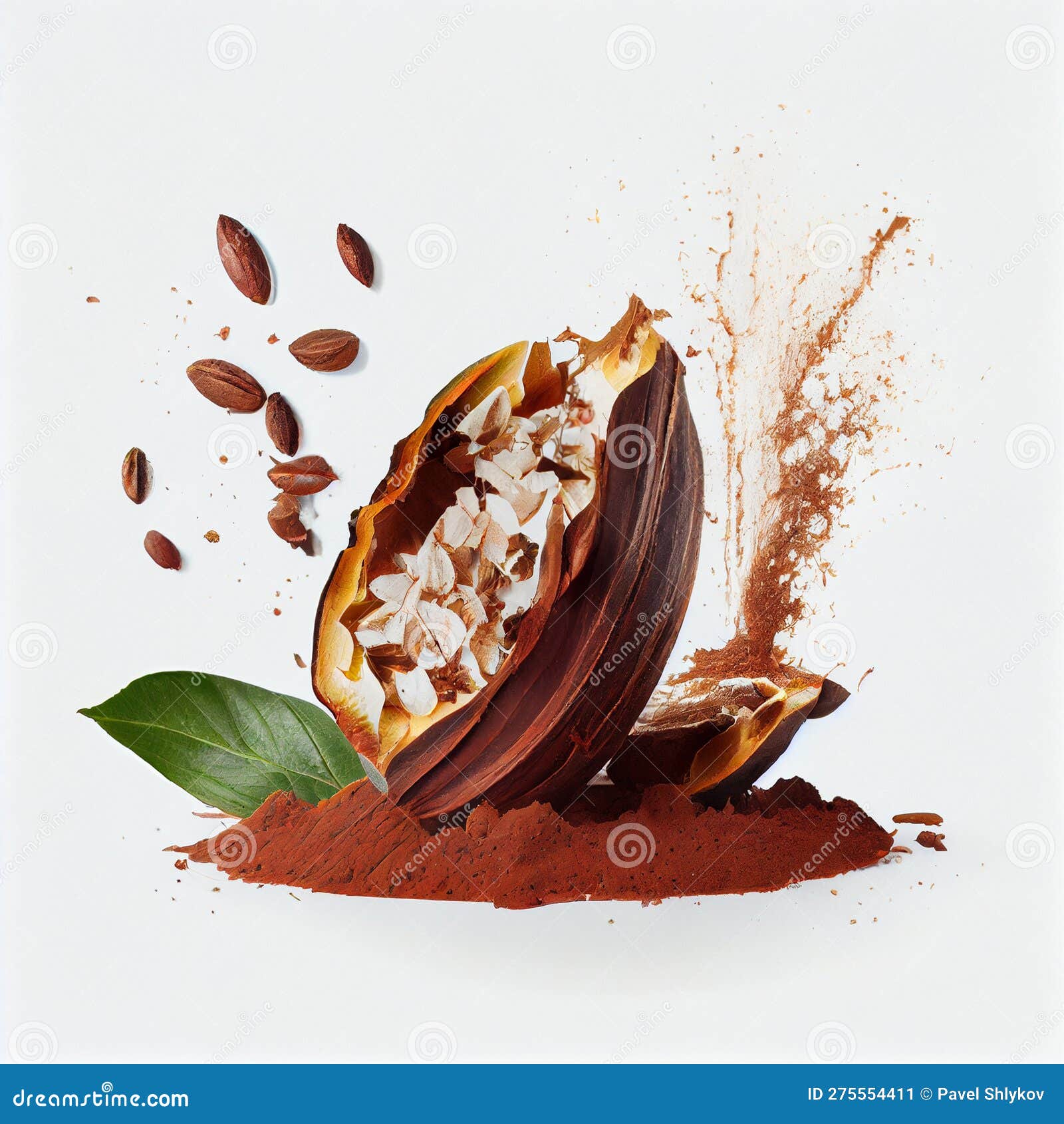 Cocoa Pods With Cocoa Leaf On A White Background Stock Image ...