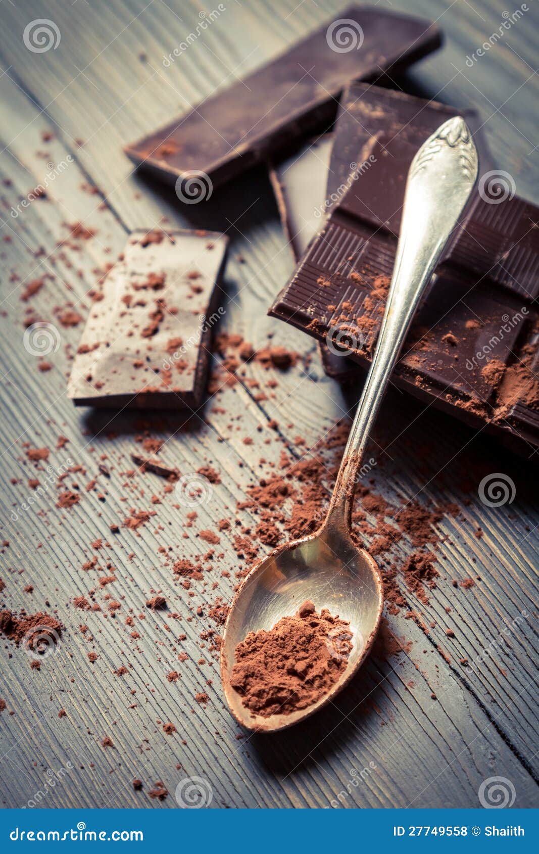 Cocoa Powder and Bitter Chocolate Bar Stock Photo - Image of freshness ...