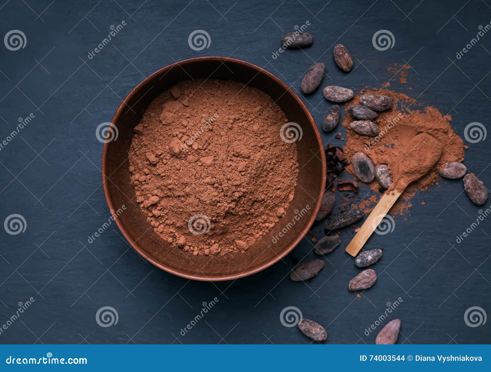 Cocoa powder in a bowl stock photo. Image of spoon, heap - 74003544
