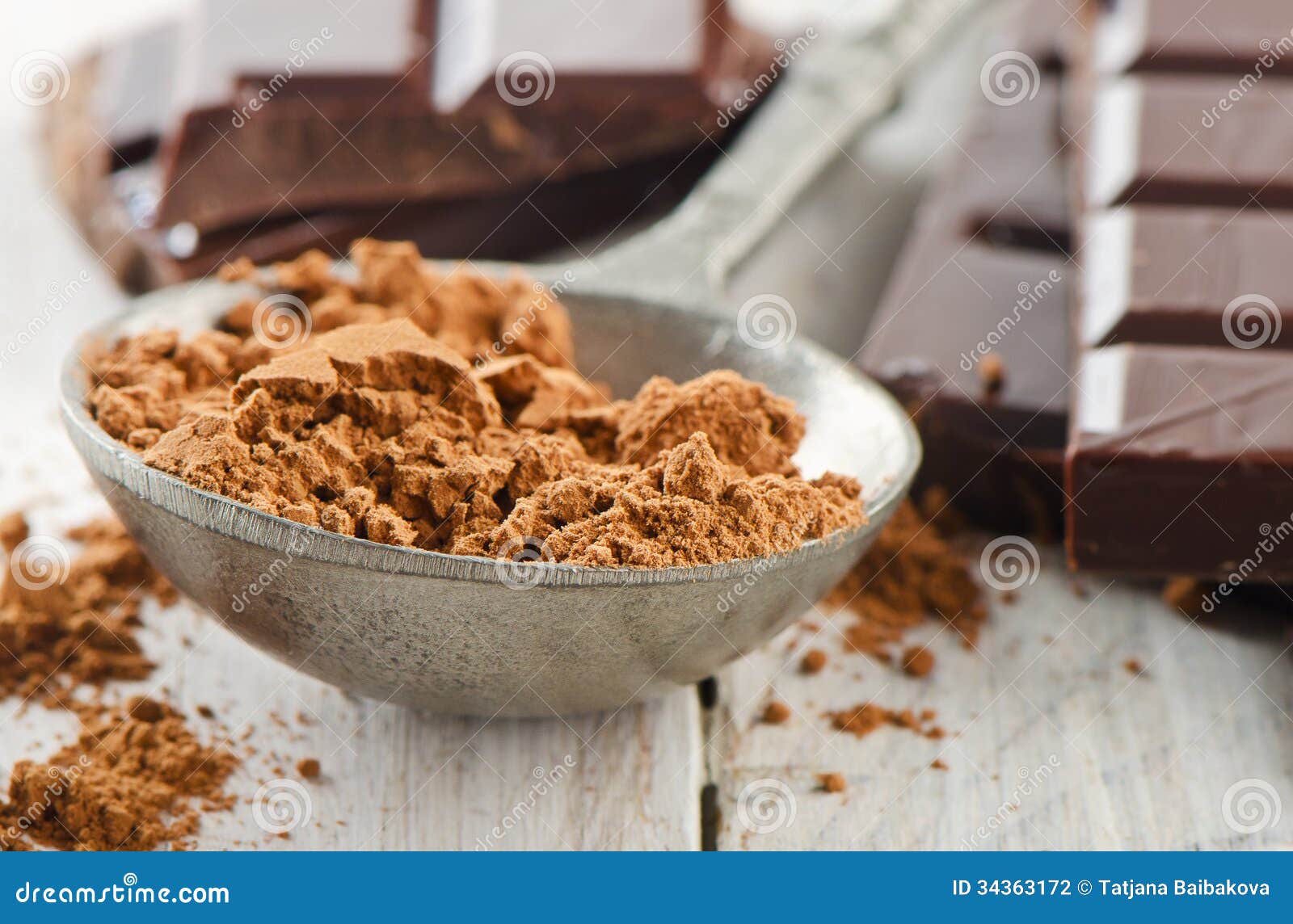 Cocoa Powder and Broken Chocolate Bar Stock Photo - Image of powder ...