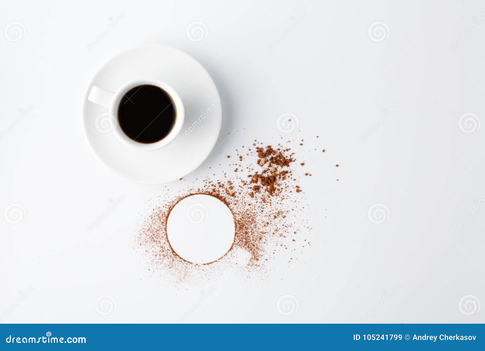Cocoa Powder Circle on White Table, Top View Stock Image - Image of ...