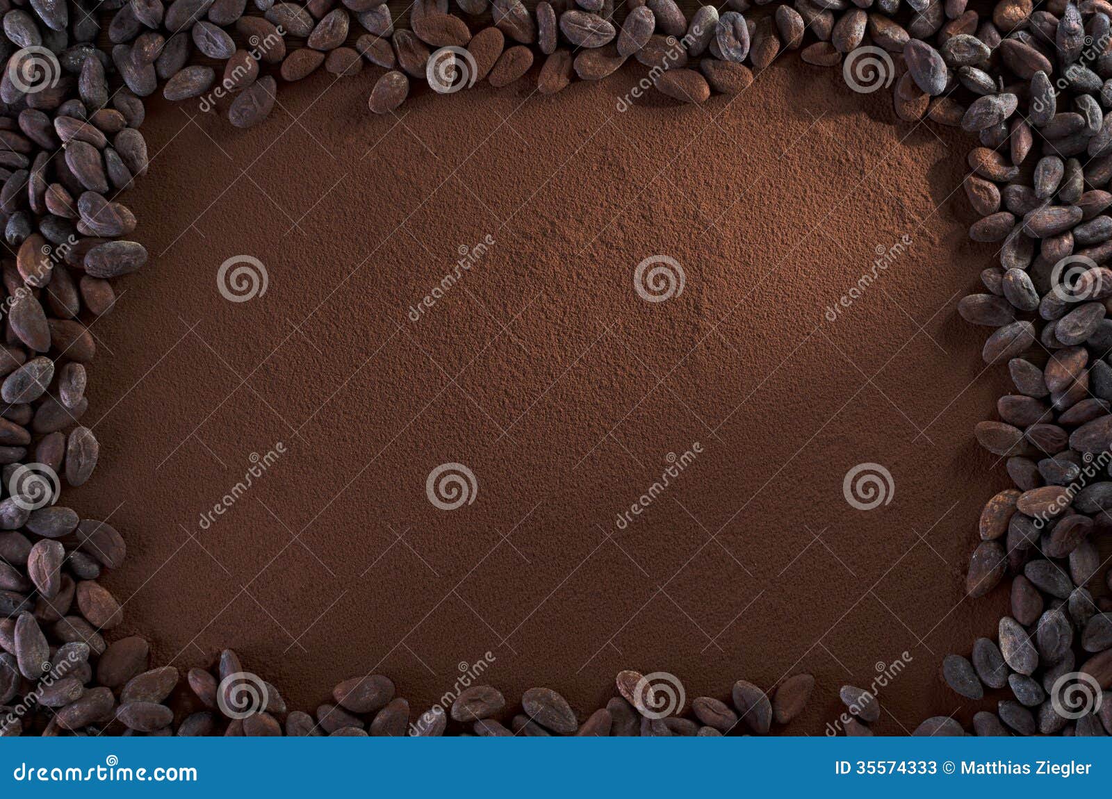 Cocoa Powder and Cocoa Beans Background Copy Space Stock Image - Image ...