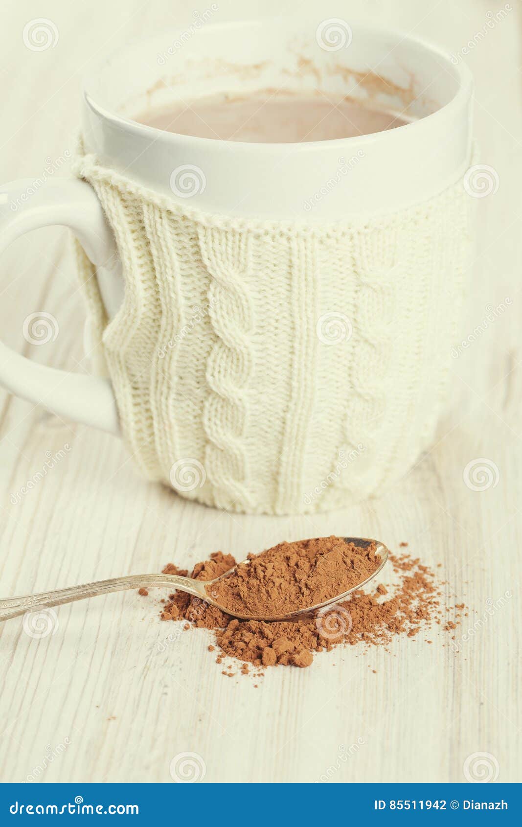 Cocoa Powder and Cup of Hot Chocolate Stock Photo - Image of froth ...