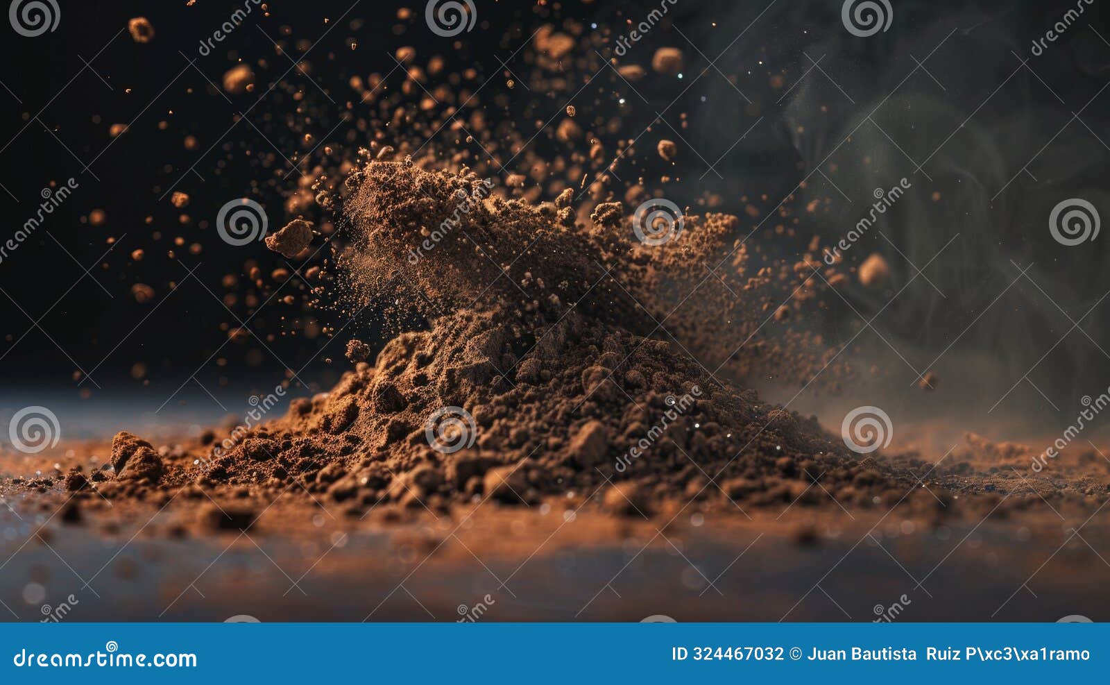Cocoa Powder Explosion in Dark Setting Stock Photo - Image of dust ...
