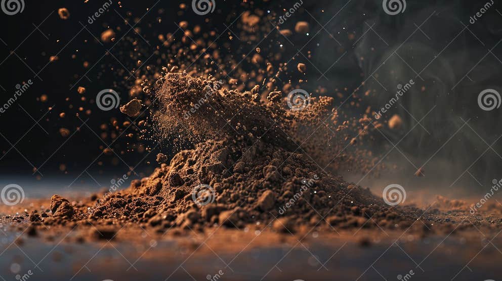 Cocoa Powder Explosion in Dark Setting Stock Photo - Image of dust ...