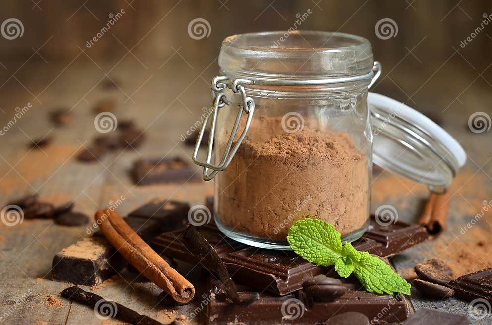 Cocoa Powder in a Glass Jar. Stock Photo - Image of food, cocoa: 64535582