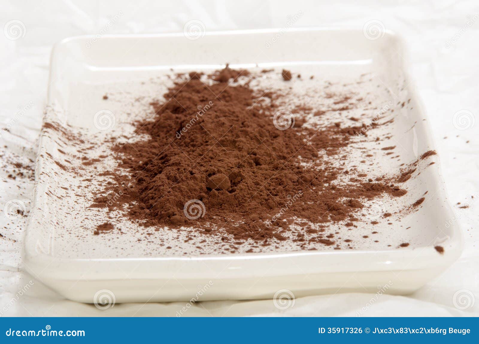 Cocoa powder on a plate stock photo. Image of food, ingredient - 35917326