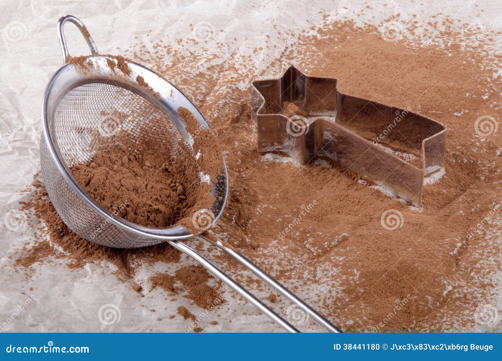 Cocoa Powder in a Sieve and Cookie Cutter Stock Photo - Image of baking ...