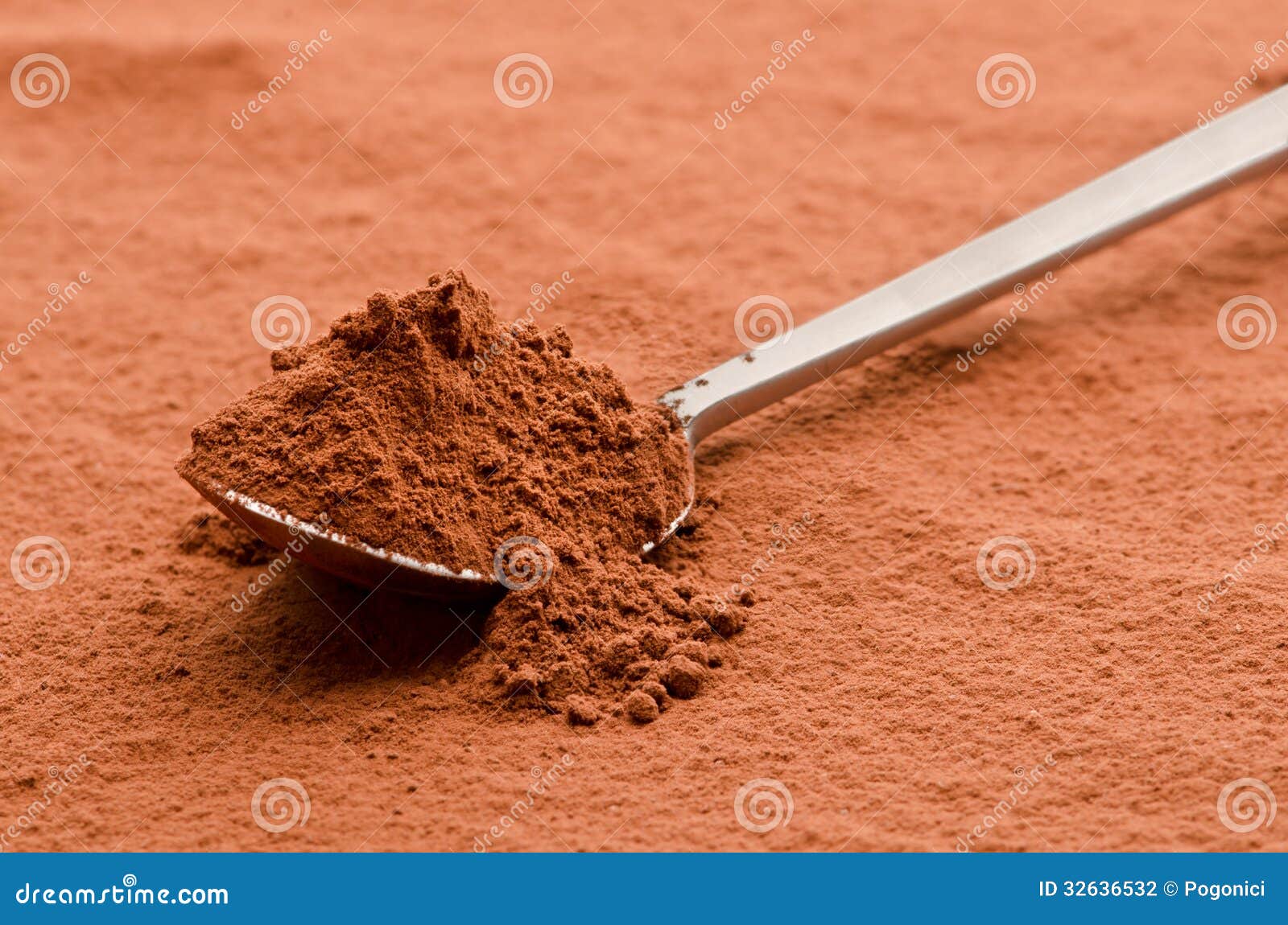 Cocoa powder on a spoon stock photo. Image of full, food - 32636532