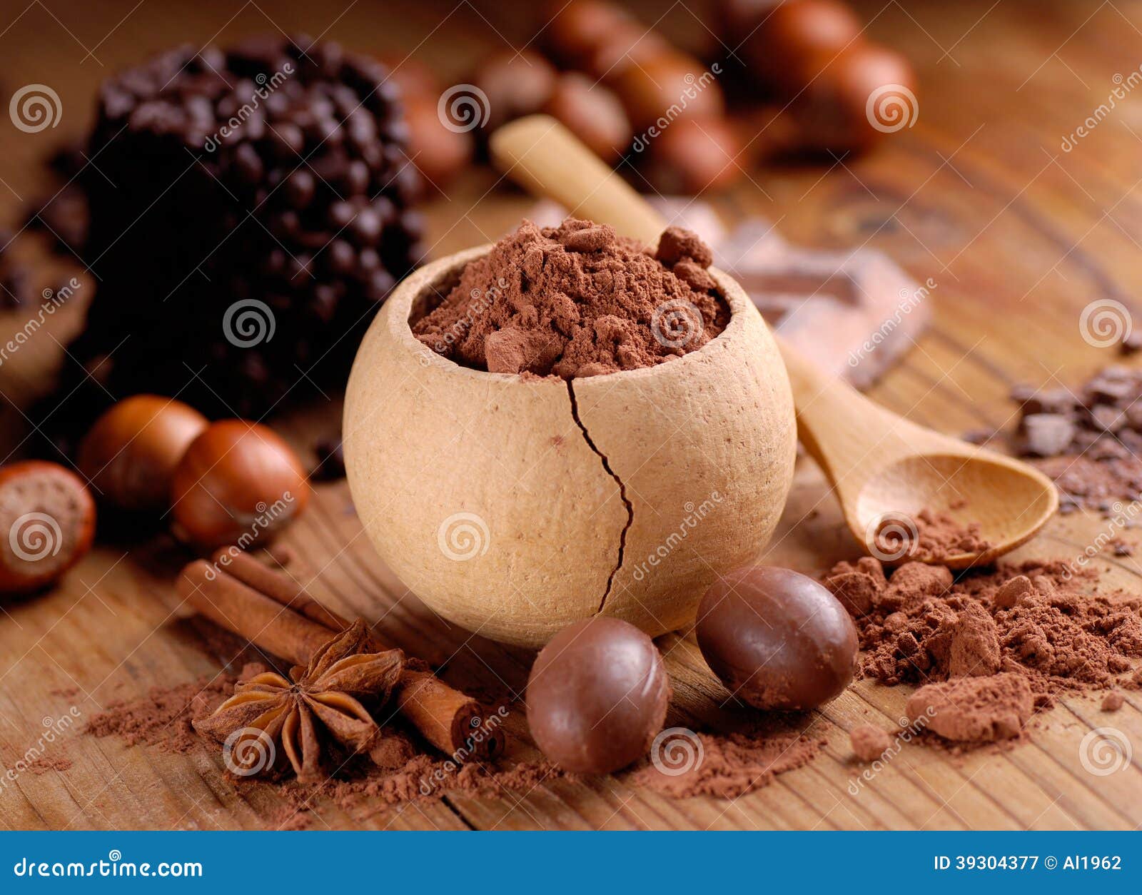 Cocoa powder on the table stock image. Image of brown - 39304377