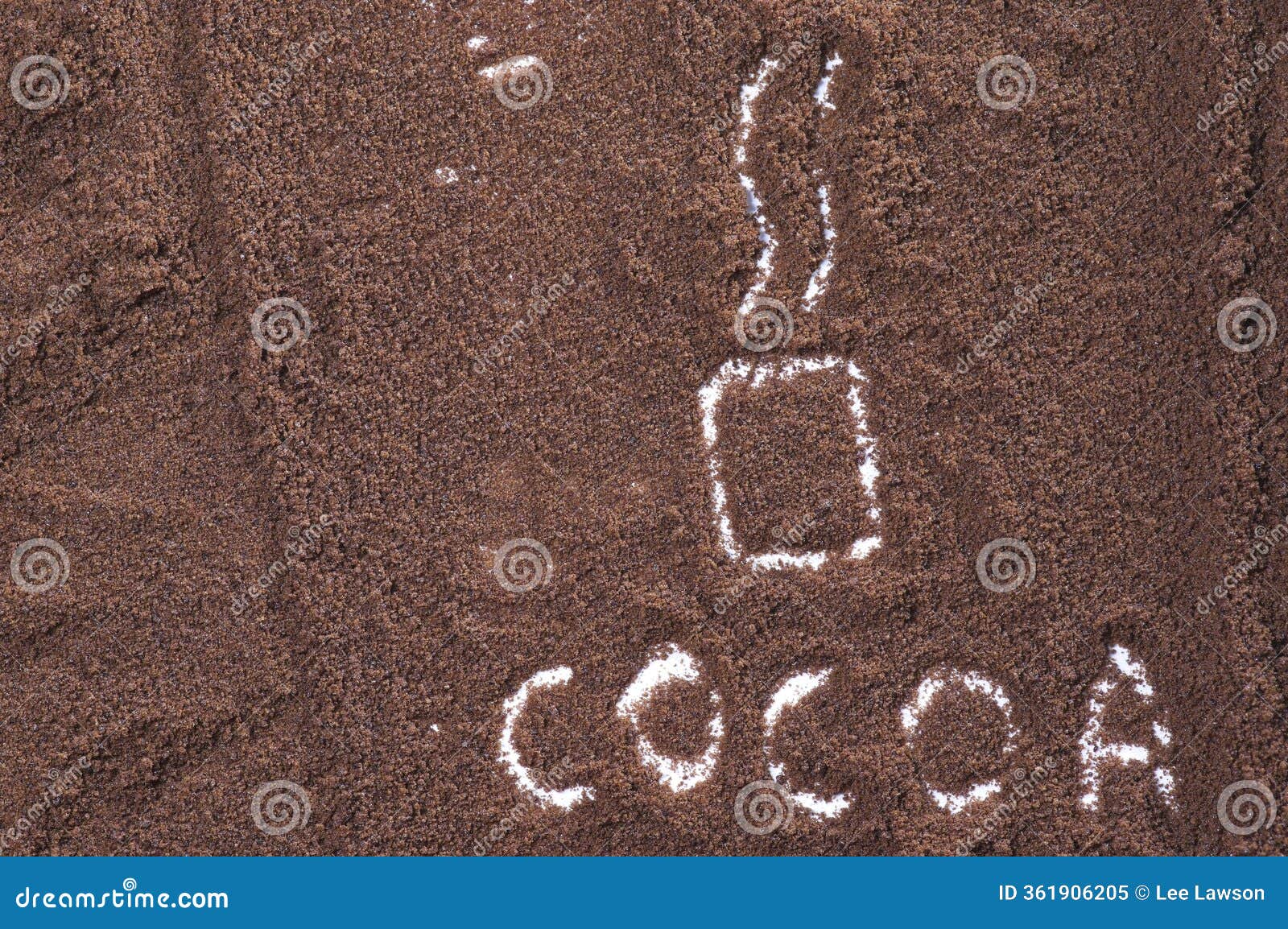 Cocoa Powder with Words and Mug Drawing Stock Image - Image of design ...