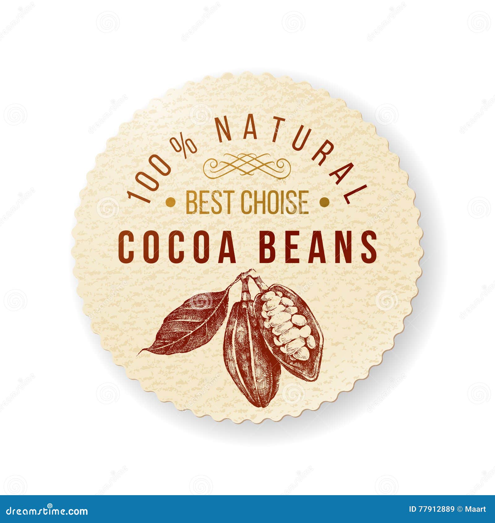Cocoa Round Label with Type Design Stock Vector - Illustration of icon ...