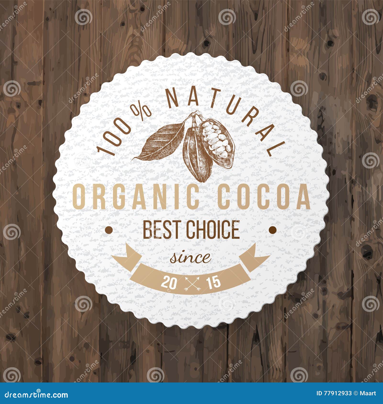 Cocoa Round Label with Type Design Stock Vector - Illustration of ...