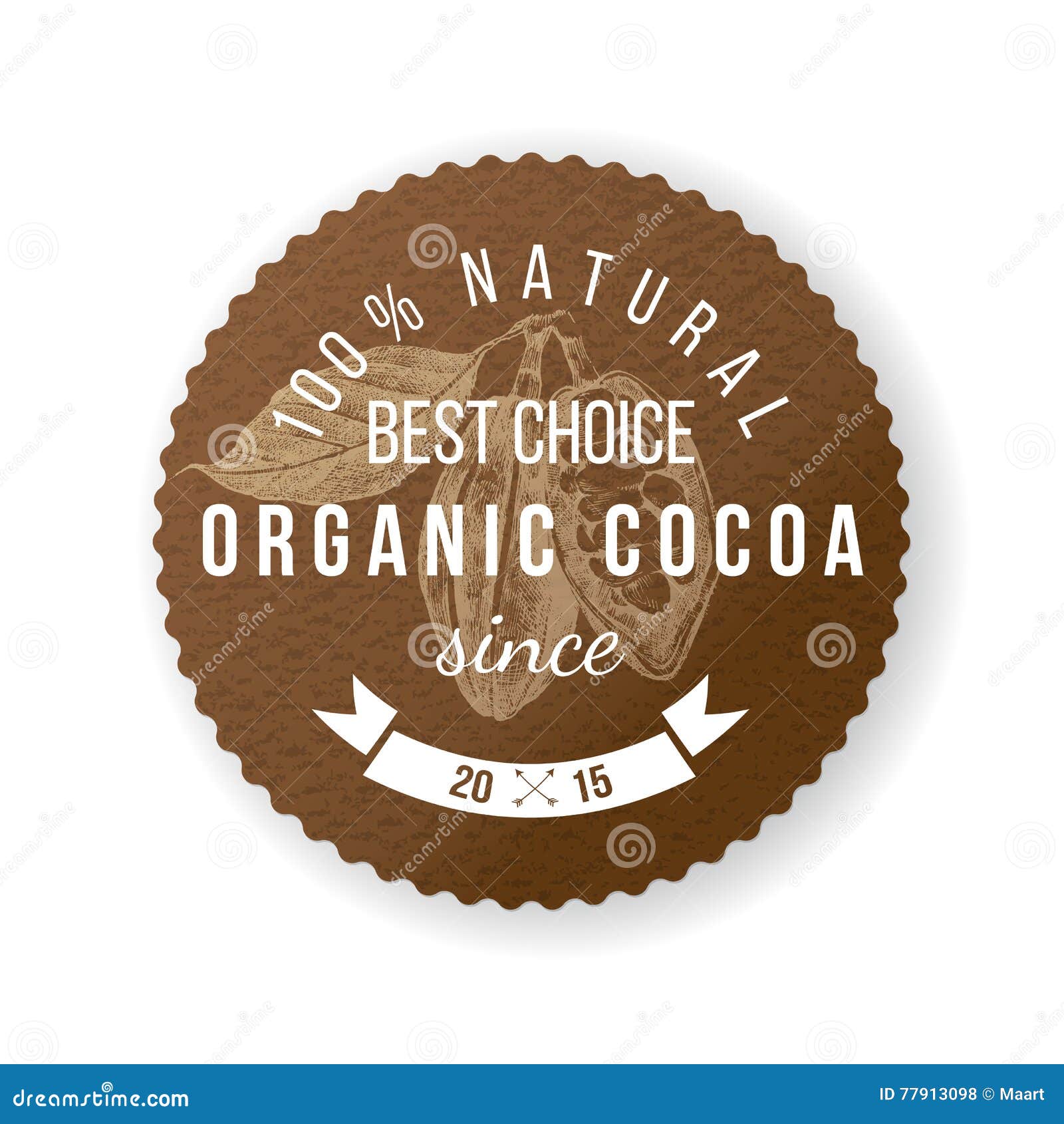 Cocoa Round Label with Type Design Stock Vector - Illustration of ...
