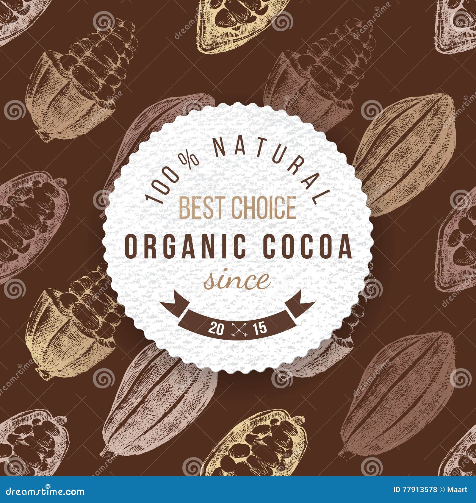 Cocoa Round Label with Type Design Stock Vector - Illustration of icon ...