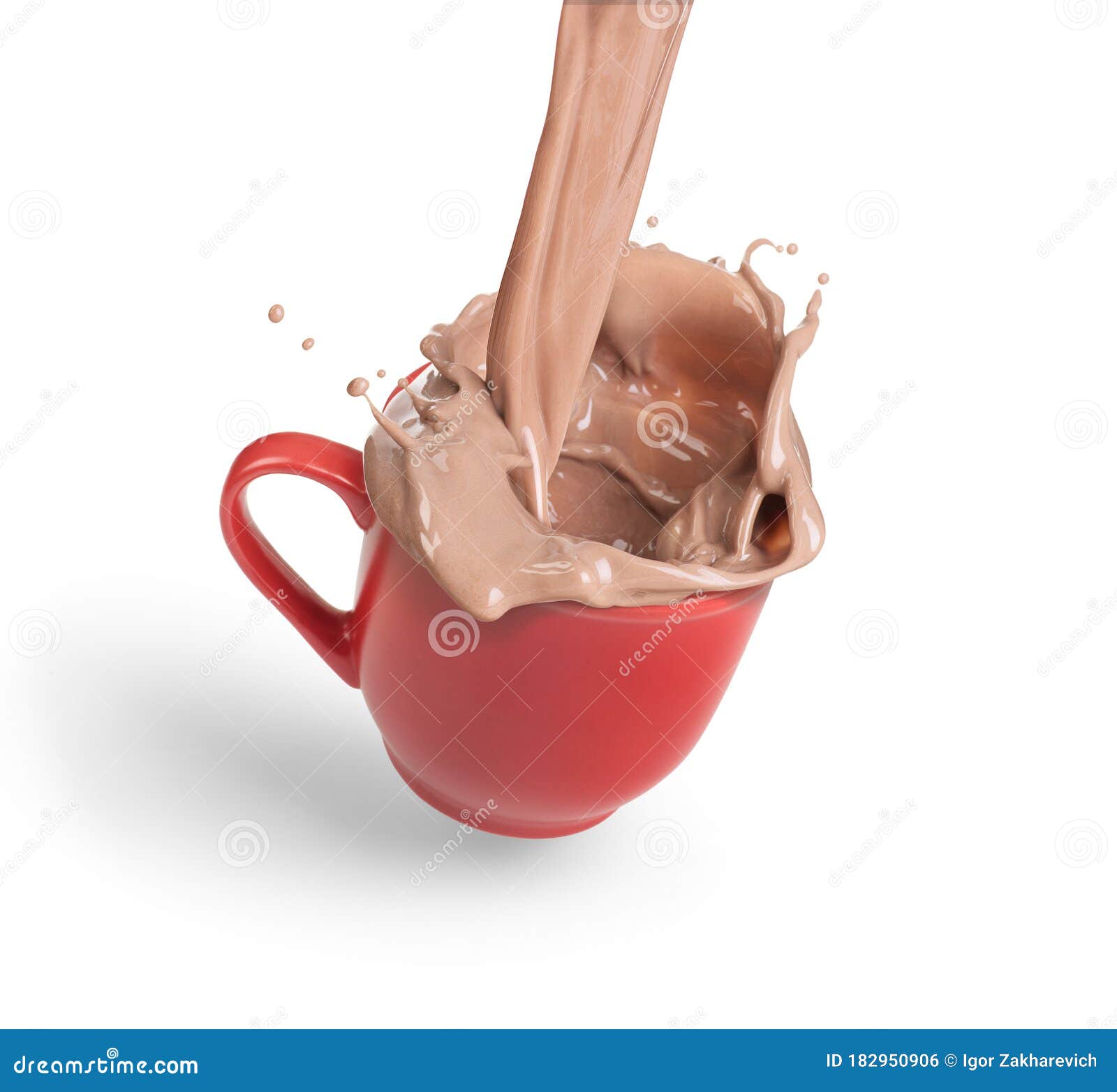 Cocoa Splash in a Red Cup on a White Background Stock Photo - Image of ...
