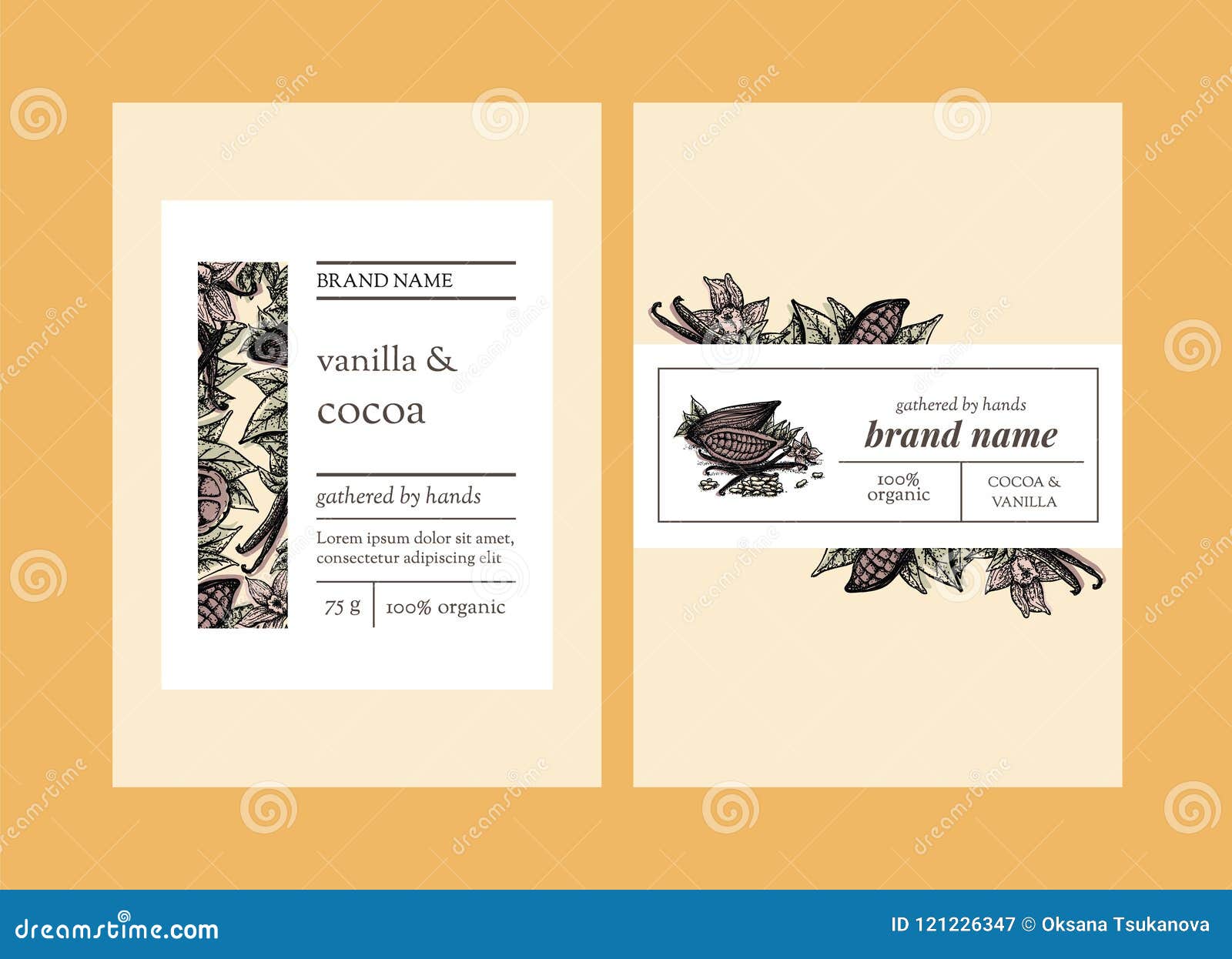 Cocoa and Vanilla Packaging Templates Design Stock Vector ...