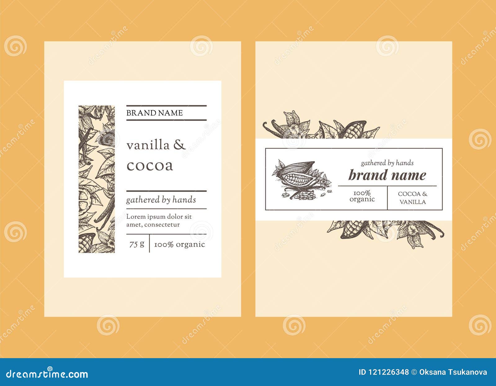 Cocoa and Vanilla Packaging Templates Outline Design Stock Vector ...