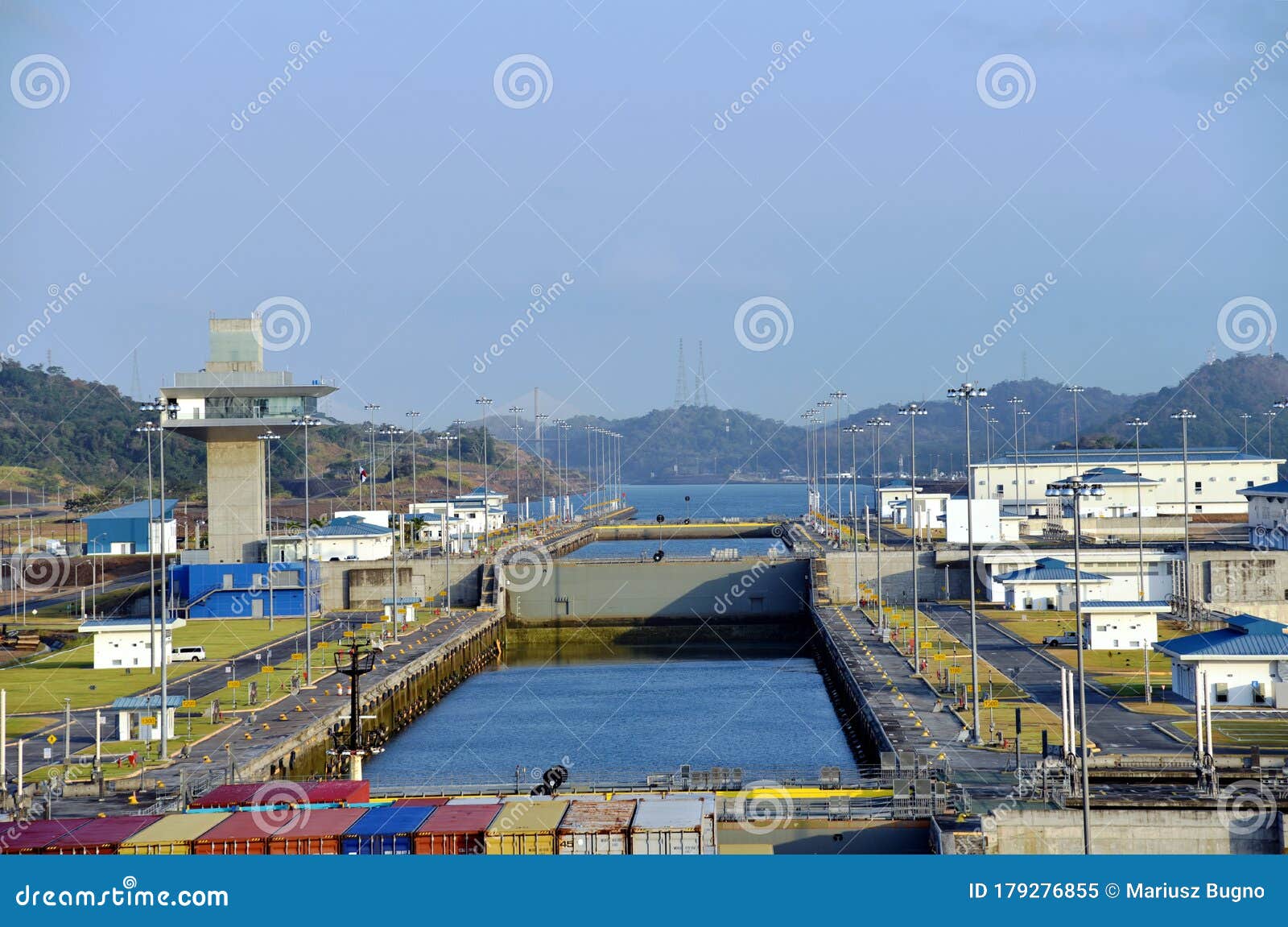 Cocoli Locks, View from Navigational Bridge of Transiting Cargo Ship ...
