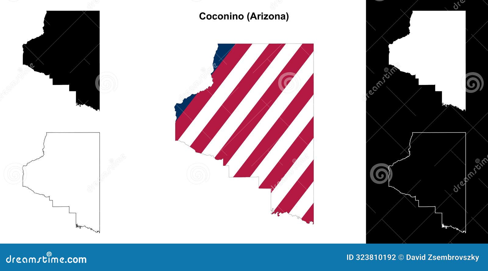 Map Of Coconino County In Arizona State On White Background. Single ...