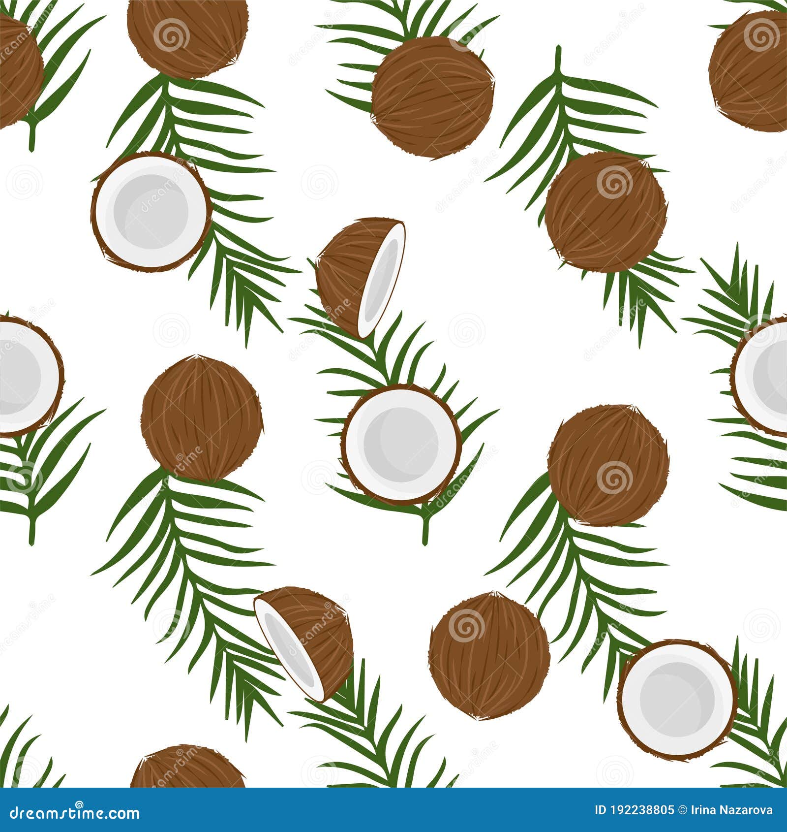 Coconut. Seamless Vector Patterns Stock Vector - Illustration of flat ...