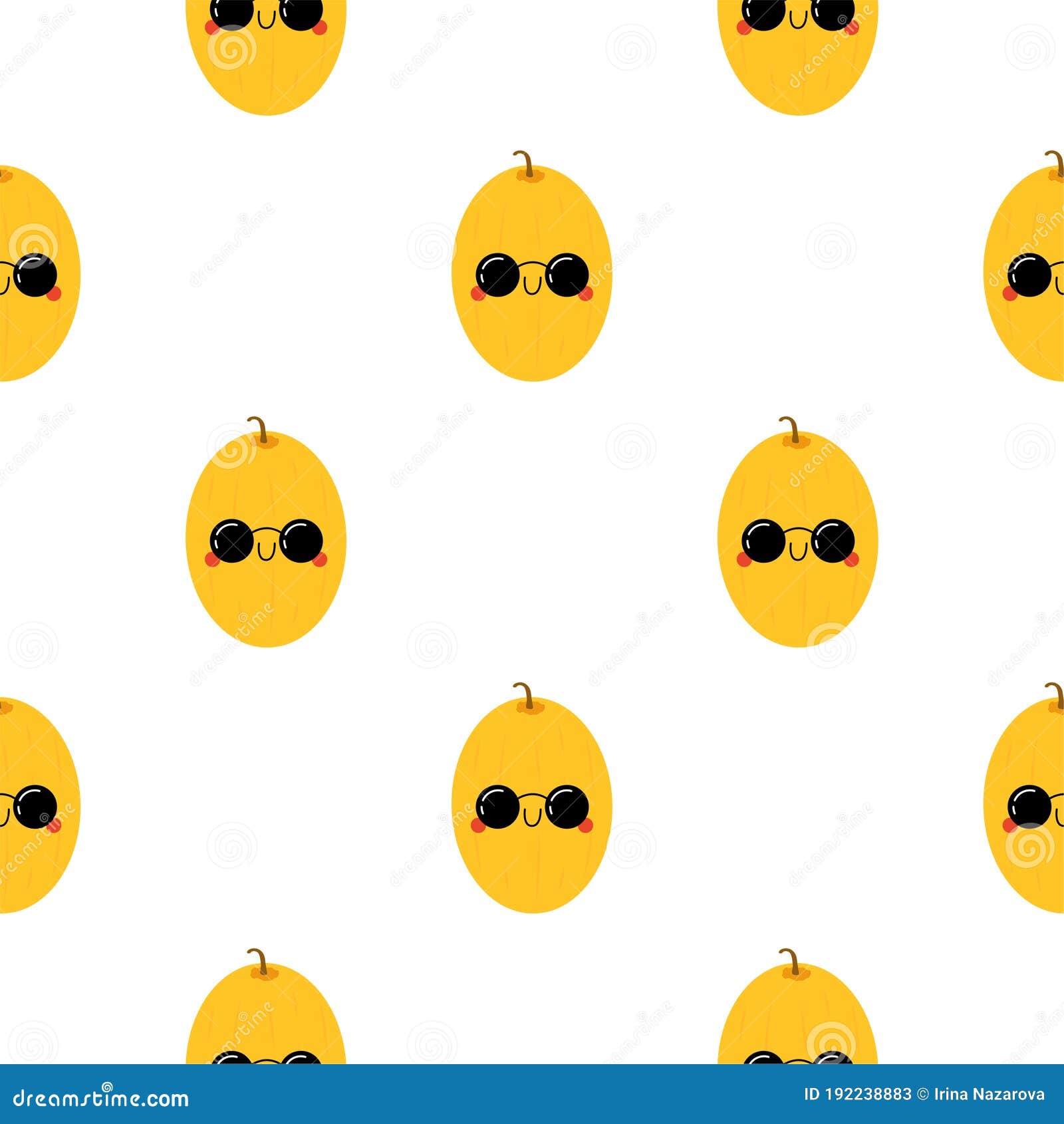Kawaii Cartoon Melon. Seamless Vector Patterns Stock Vector ...