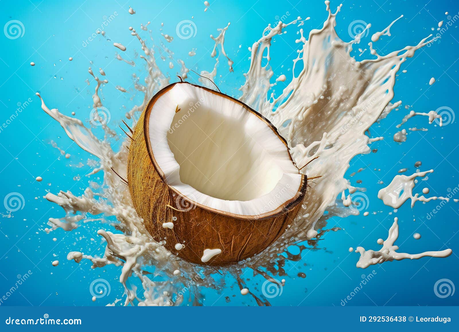 A Coconut is Being Smashed with the Coconut Milk Splashes Stock ...