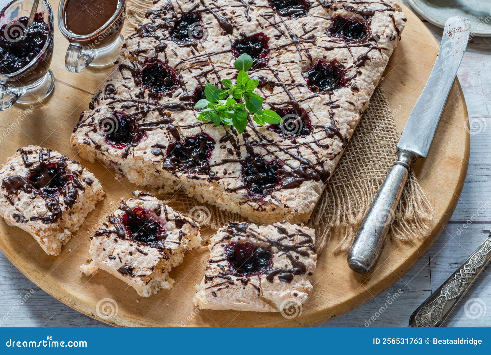 Coconut and Jam Macaroon Traybake Stock Image - Image of ingredient ...