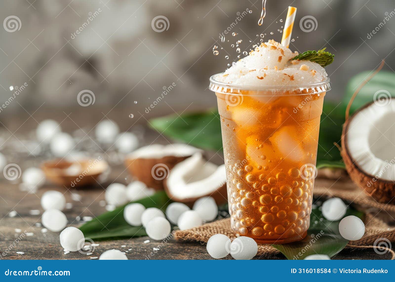 Coconut bubble tea splash stock photo. Image of indulgence - 316018584