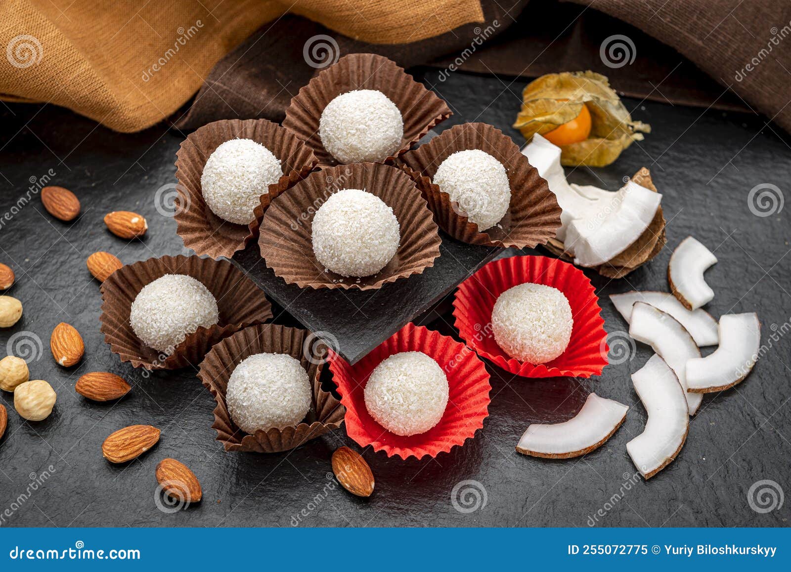 Coconut Candies Covered with Coconut Crumbs Stock Image - Image of ...