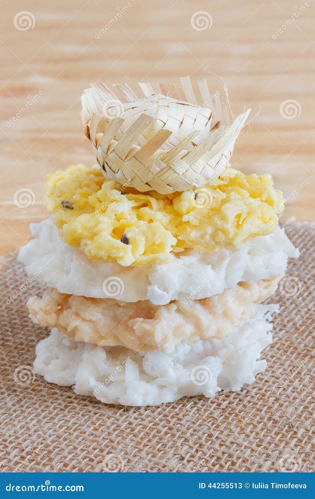 Coconut Candy Cocada with Wicker Hat on Sackcloth Stock Image - Image ...