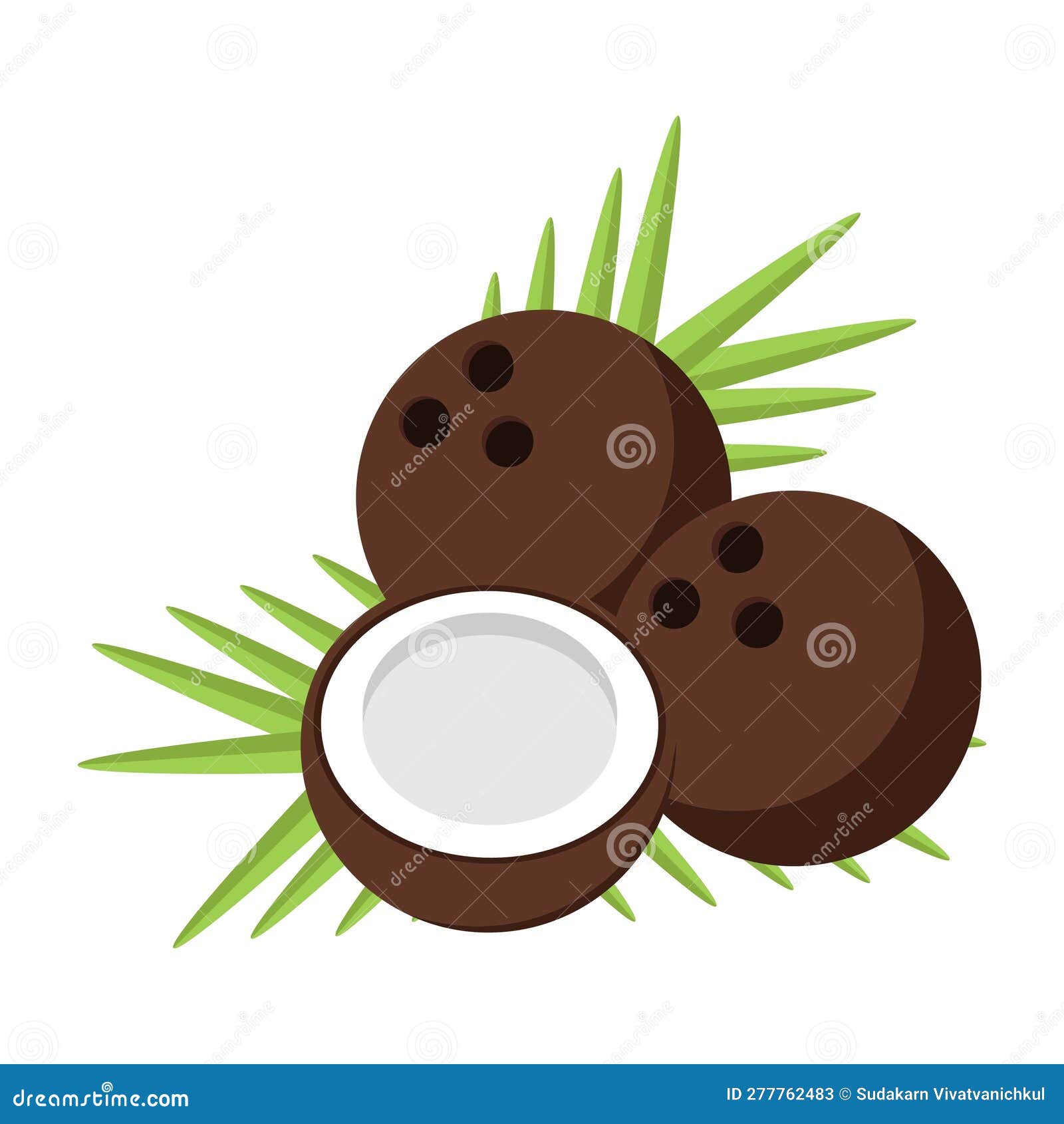 Coconut Cartoon Illustration. Stock Vector - Illustration of vegetarian ...