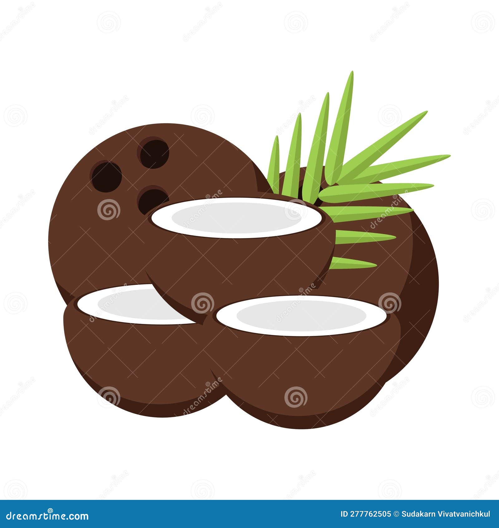 Coconut Cartoon Illustration. Stock Vector - Illustration of organic ...