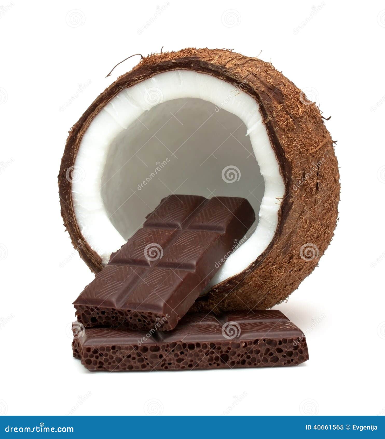 Coconut and Chocolate Isolated on White Stock Image - Image of open ...