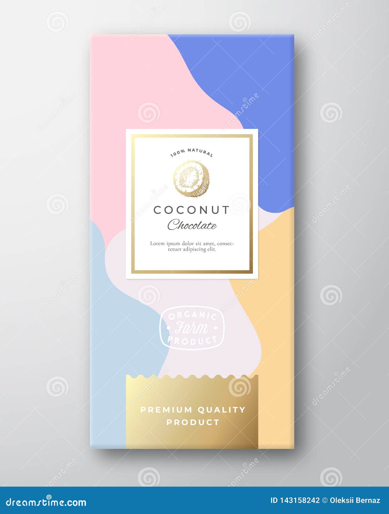 Coconut Chocolate Label. Abstract Vector Packaging Design Layout with ...