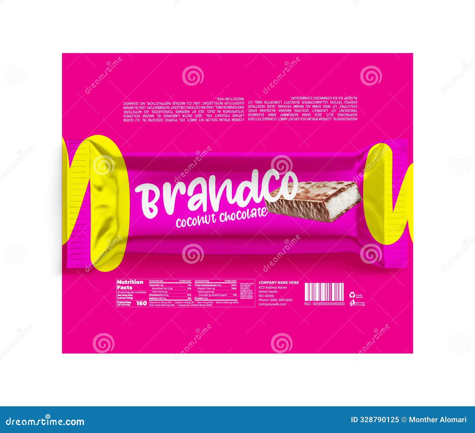 Coconut Chocolate Wafer Packaging Design - Pink Stock Illustration ...
