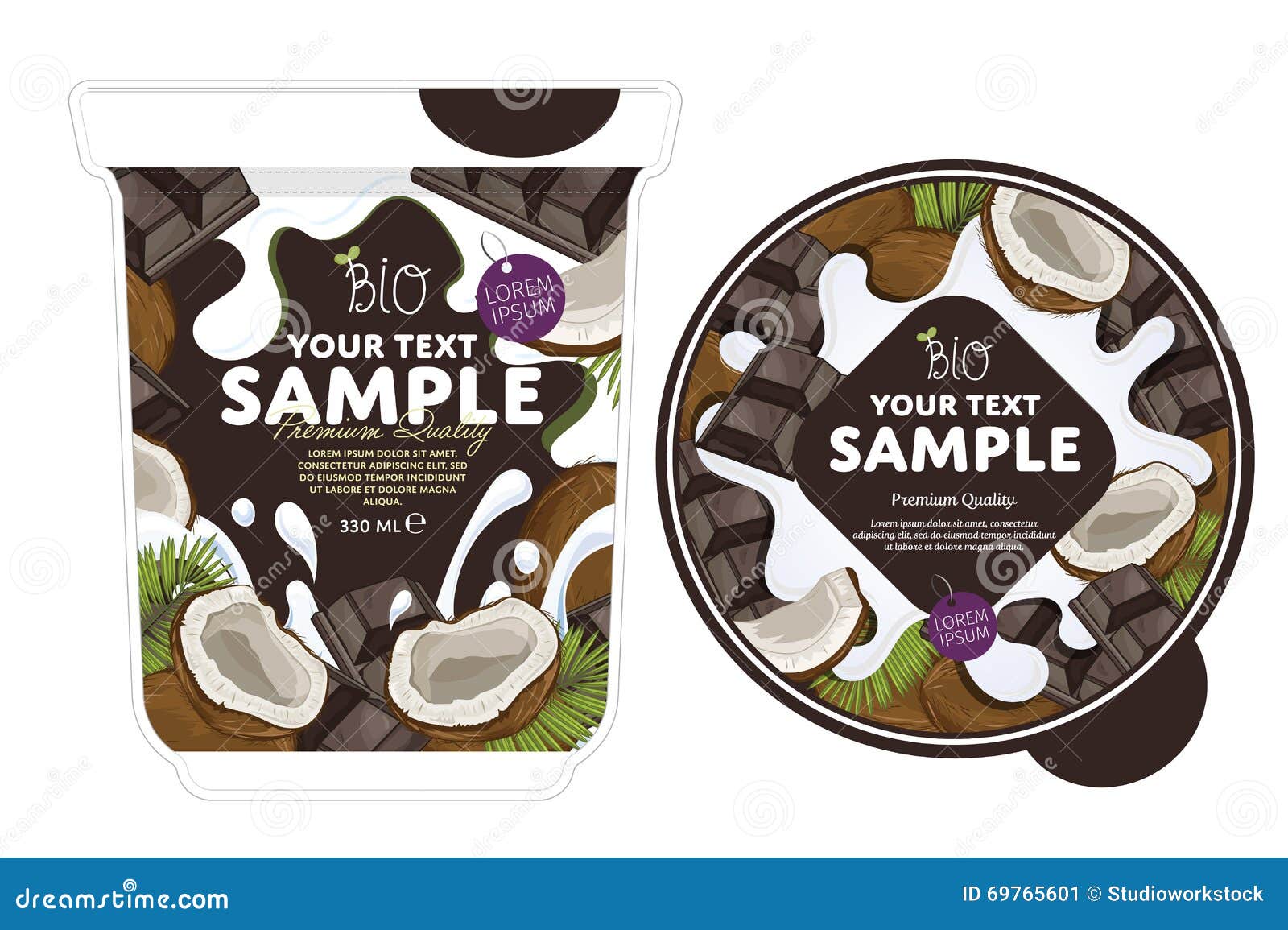 Coconut Chocolate Isolated Template Vector Realistic. Product Packaging ...