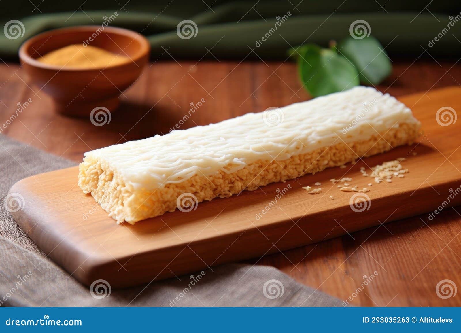 Coconut Coated Protein Bar Lying on a Bamboo Mat Stock Image - Image of ...